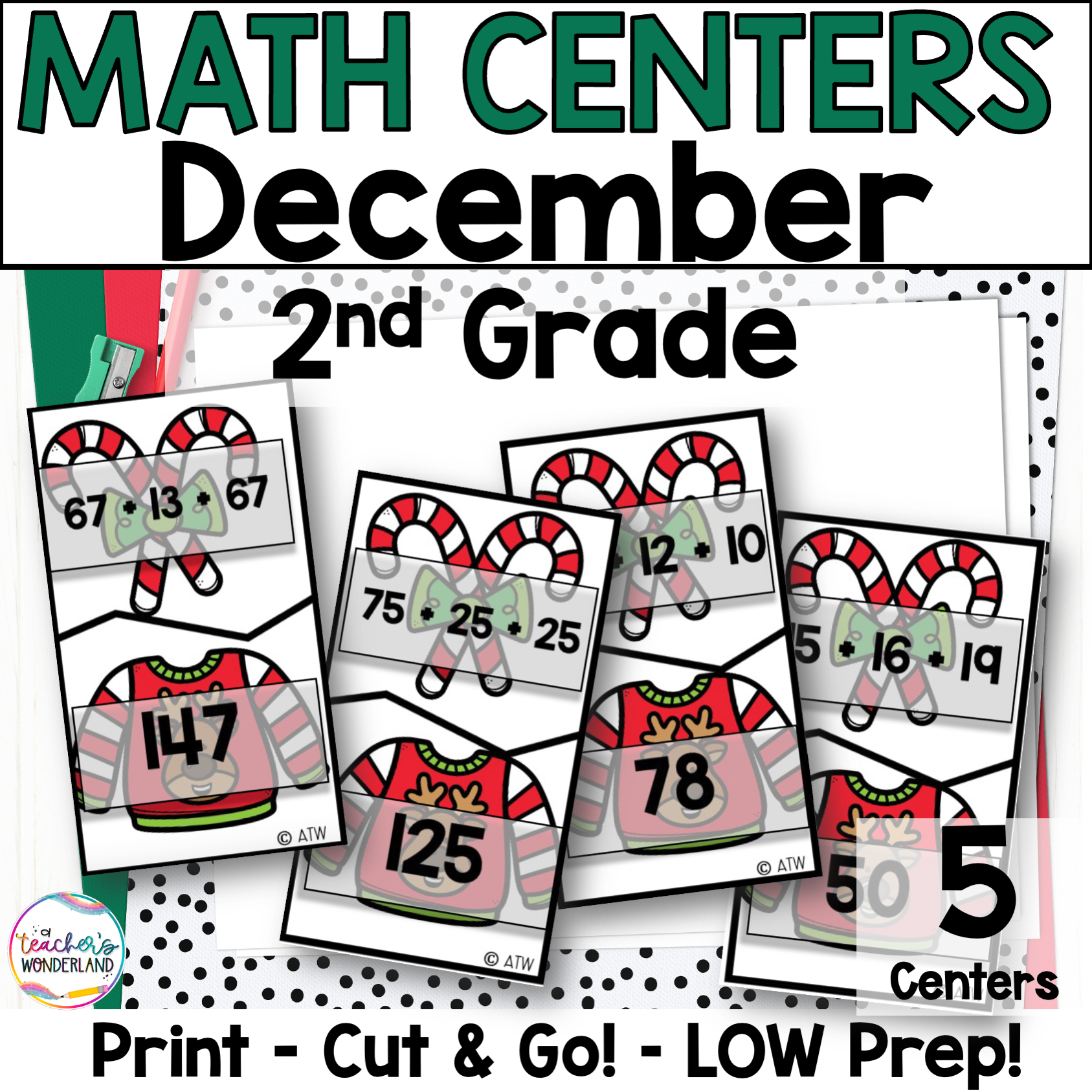 2nd Grade Winter - December Math Centers - Math Games - Low Prep ...