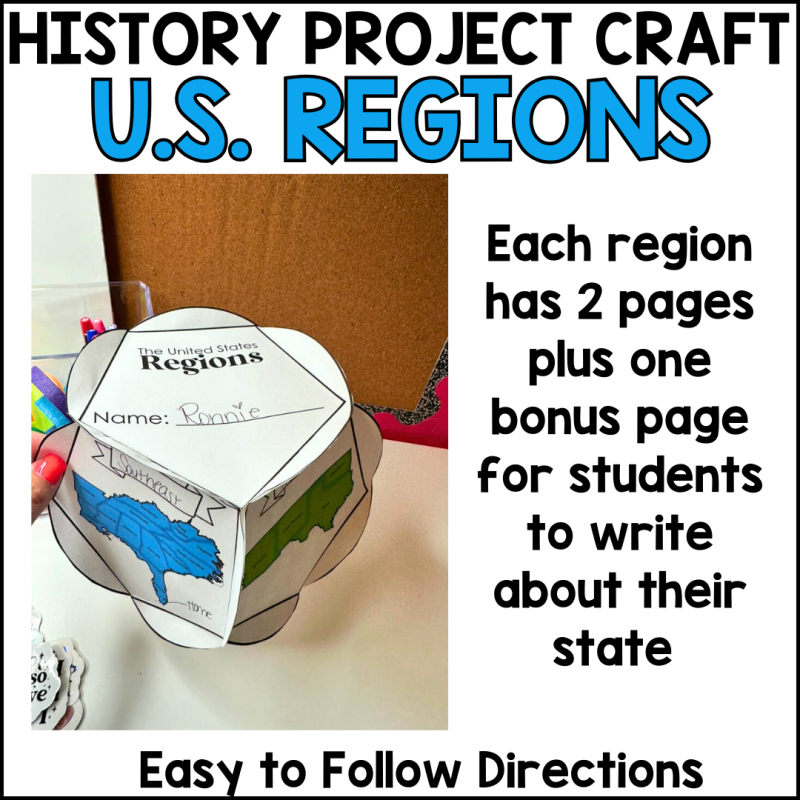 U.S. United States Regions 3D Decadohedron *History Craftivity* - A ...