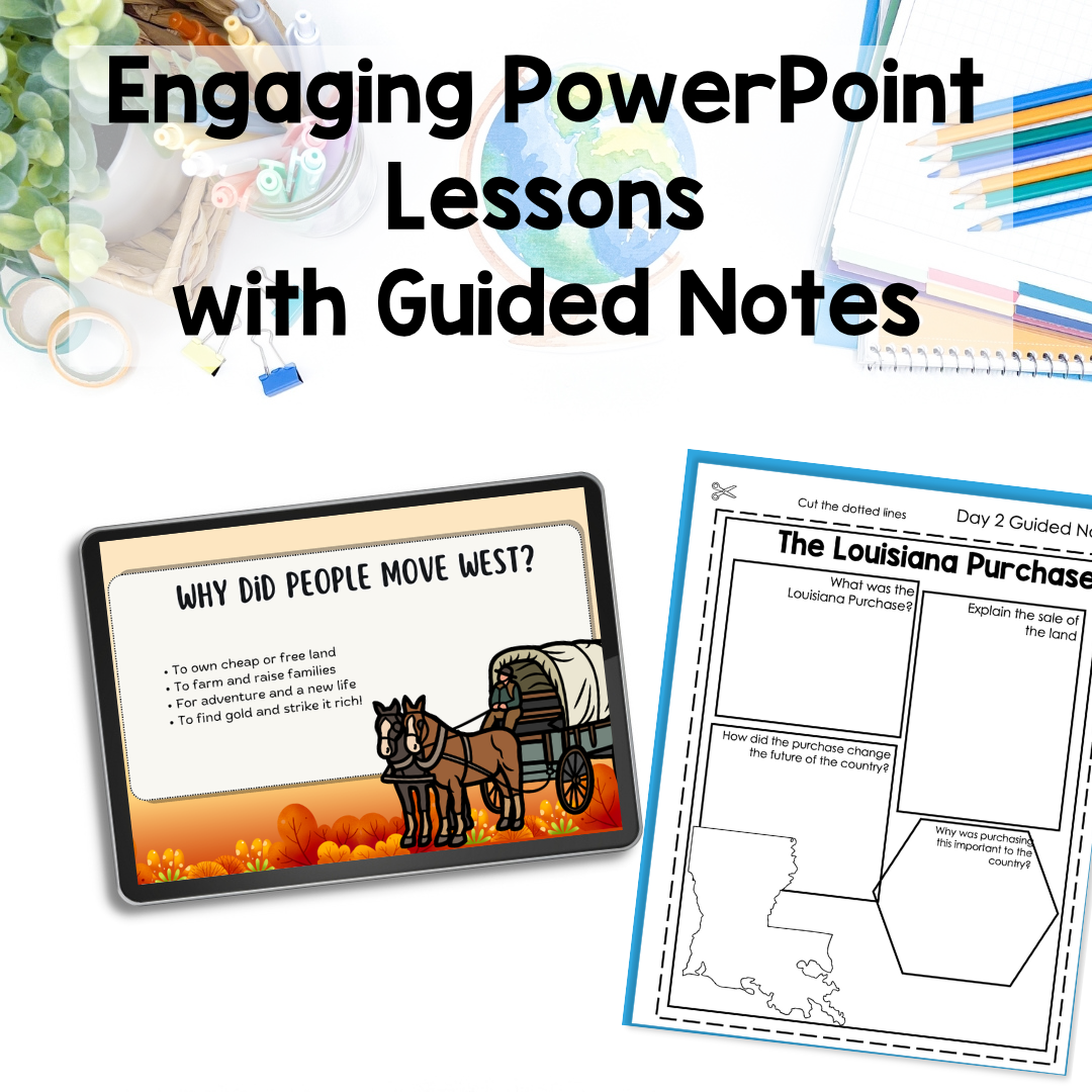 Westward Expansion History Lesson Plans - Slideshow Craft, Guided Notes ...